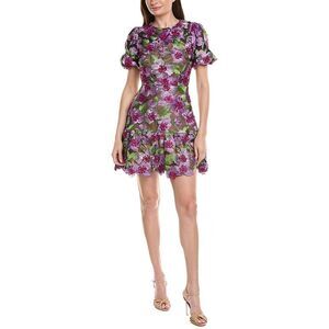 Milly | Dresses | Milly Womens Yasmin 3d Embroidered Mini Dress Purple ...